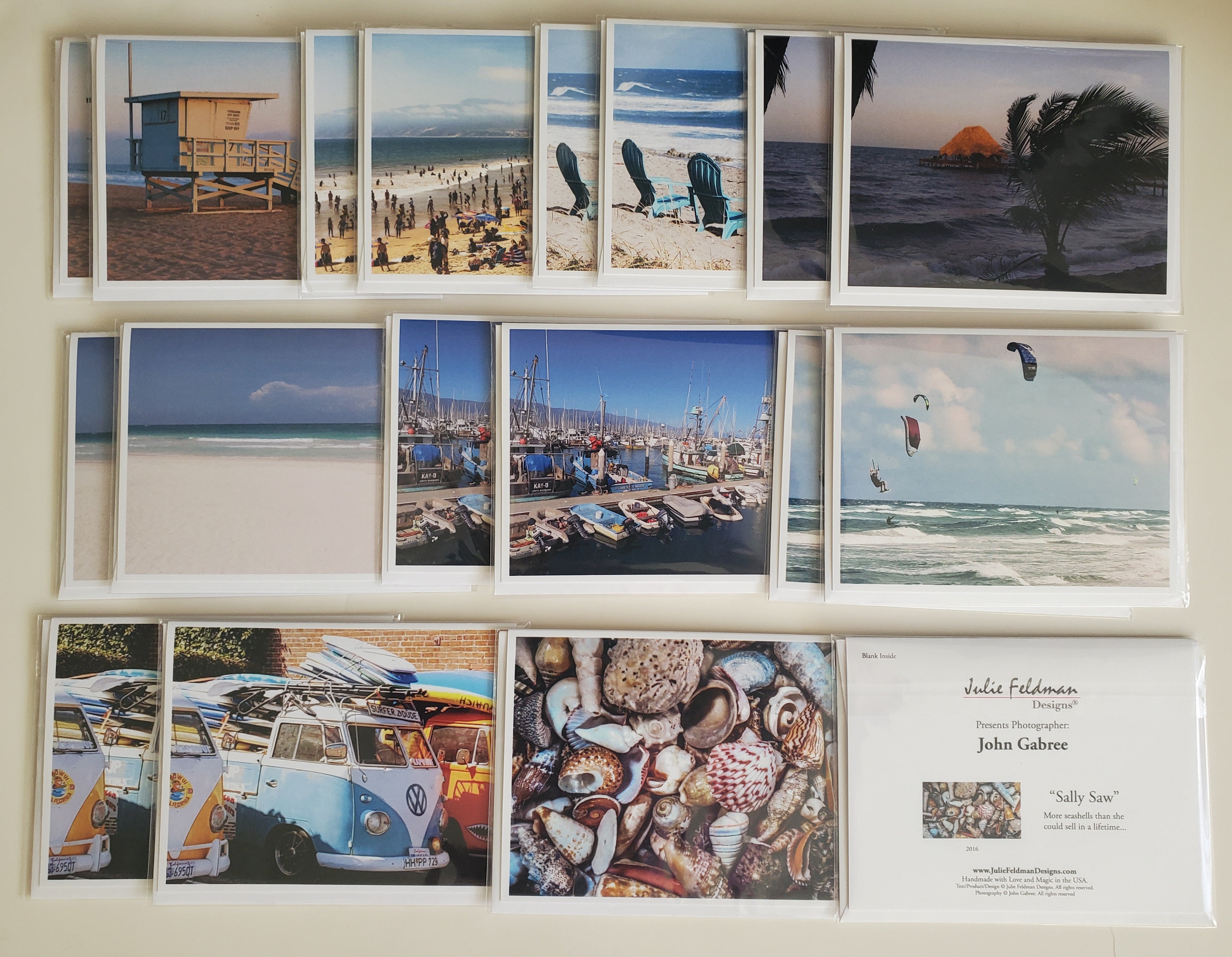 18 Assorted Julie Feldman Designs "Surf and Sand" Notecards